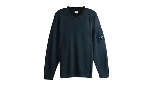 C.P. COMPANY Double Colour Wool Crewneck Sweatshirt With Lens Detail