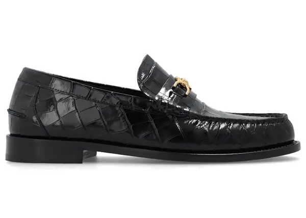 Versace Medusa '95 Croceffect Loafers - Black/gold