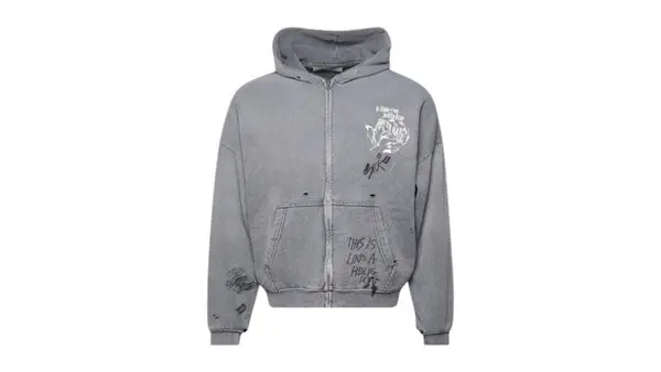 PALY HOLLYWOOD Carrying The Message Zip Hoodie - Gray