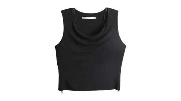 Alexander Wang Zipper Detail Cowl Neck Tank - Black