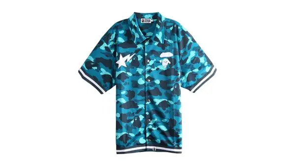A BATHING APE Camo Warm Up Short Sleeve Shirt - Green
