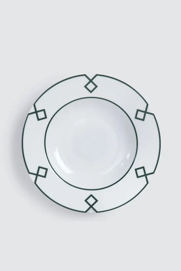 EMILIA WICKSTEAD Naples Soup Bowl With Green Border - Geometric