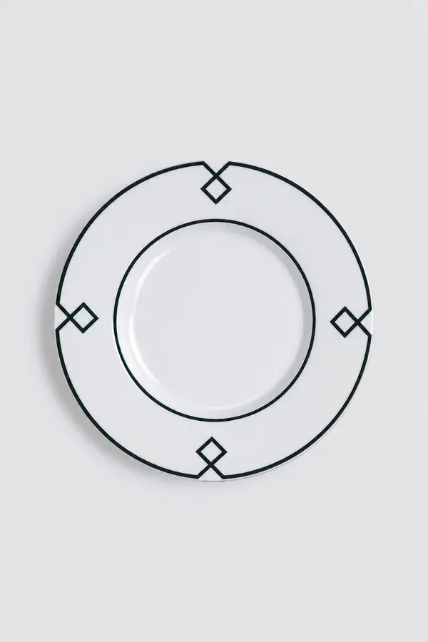 EMILIA WICKSTEAD Naples Dessert Plate With Green Border - Geometric
