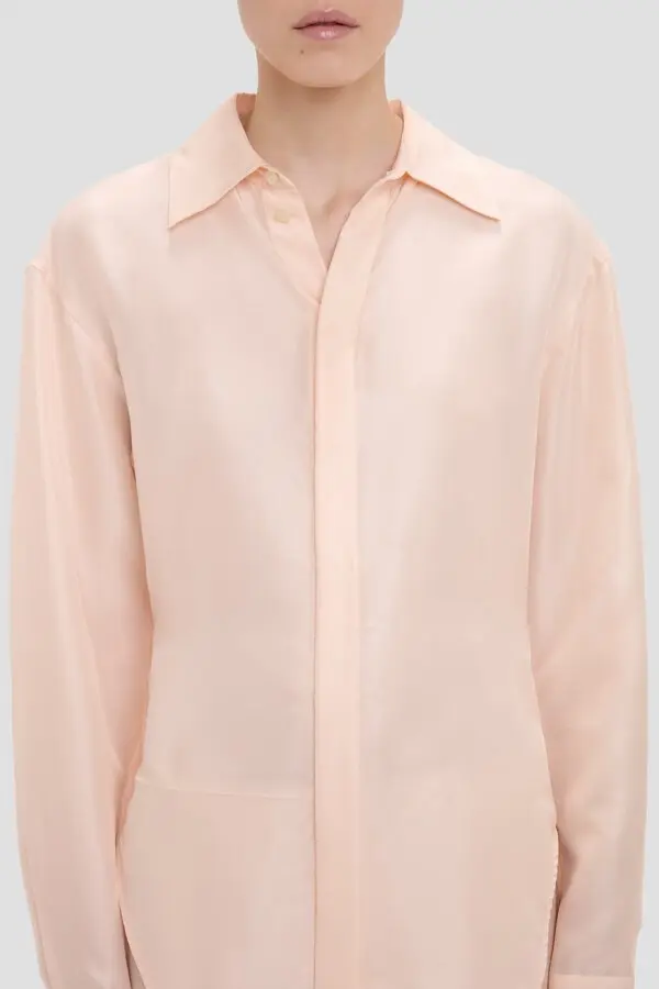 Victoria Beckham Slim Crease Detail Silk Shirt