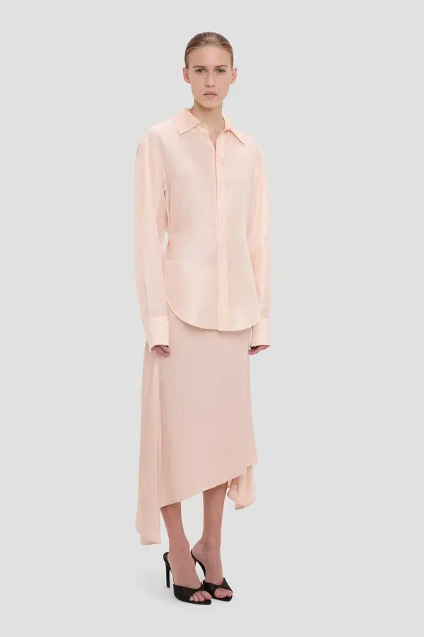 Victoria Beckham Slim Crease Detail Silk Shirt