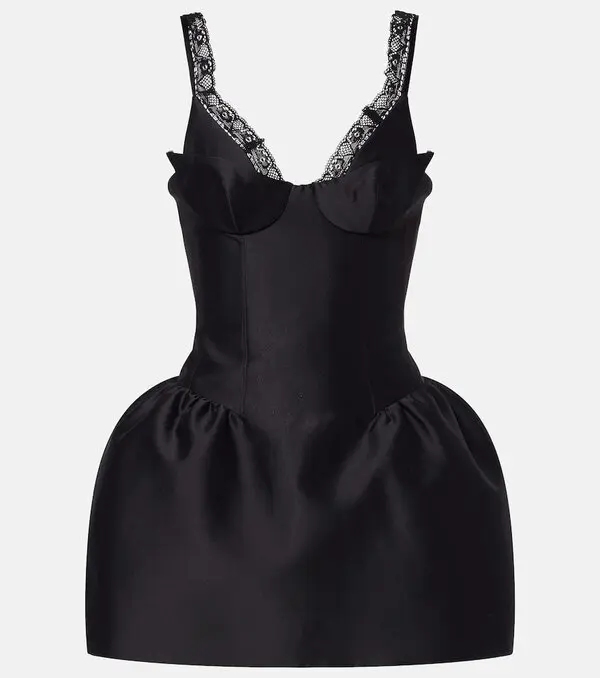 SHUSHU/TONG Lace-trimmed Minidress - Black