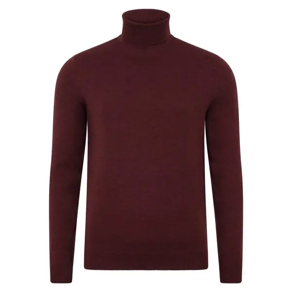 PAUL JAMES KNITWEAR Extra Fine Merino Wool Westonn Roll Neck Jumper Burgundy - Red