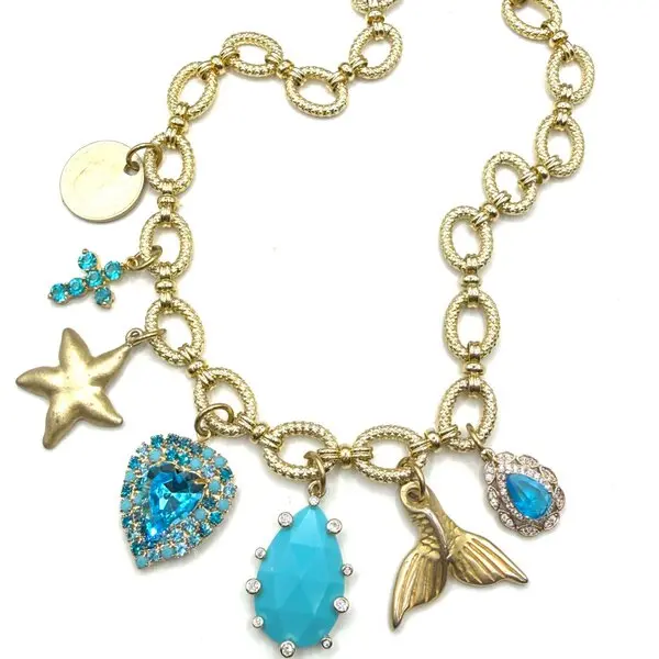 ACHALA HANDCRAFTED Azure Tides Summer Charm Necklace - Blue