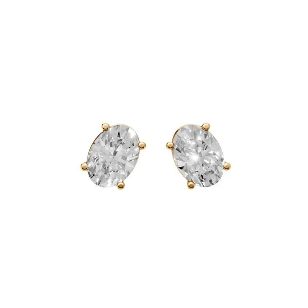 AYA FINE JEWELRY Everyday Oval Lab Diamond Stud Earrings In 14k Solid Gold - Yellow