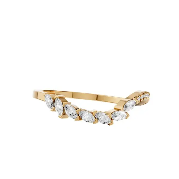 AYA FINE JEWELRY Marquise Lab Grown Diamond Curved Wedding Band In 14k Gold - Yellow
