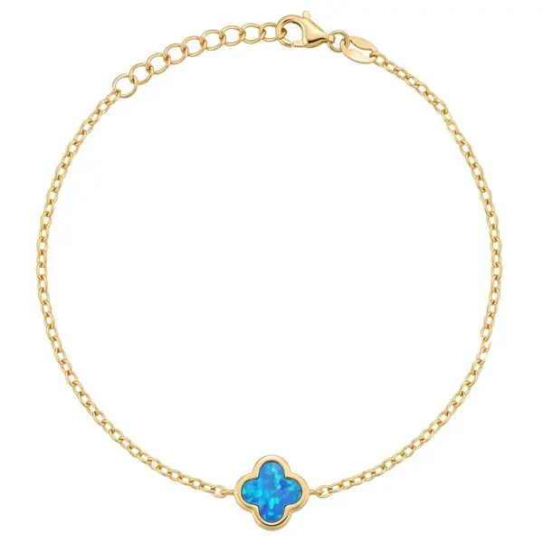 LATELITA Blue / Gold Flower Clover Blue Opal Bracelet Gold - Blue/gold