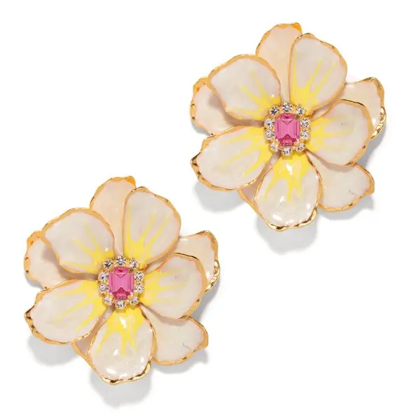 THE PINK REEF Large Jewel Box Floral Earrings - Pink
