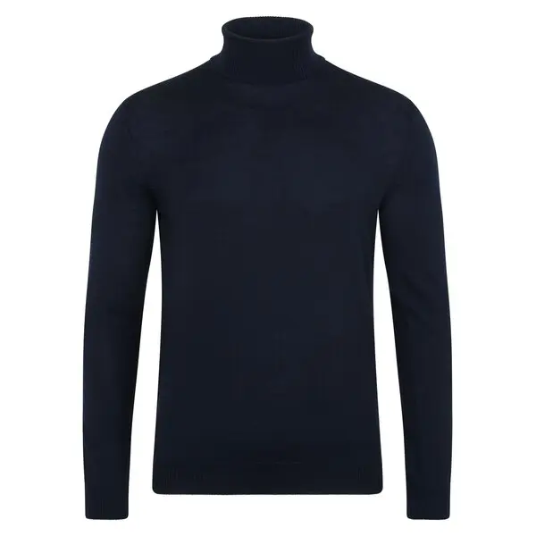 PAUL JAMES KNITWEAR Extra Fine Merino Wool Westonn Roll Neck Jumper Navy - Blue