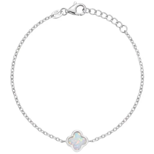 LATELITA White / Silver Flower Clover White Opal Bracelet Silver - White/silver