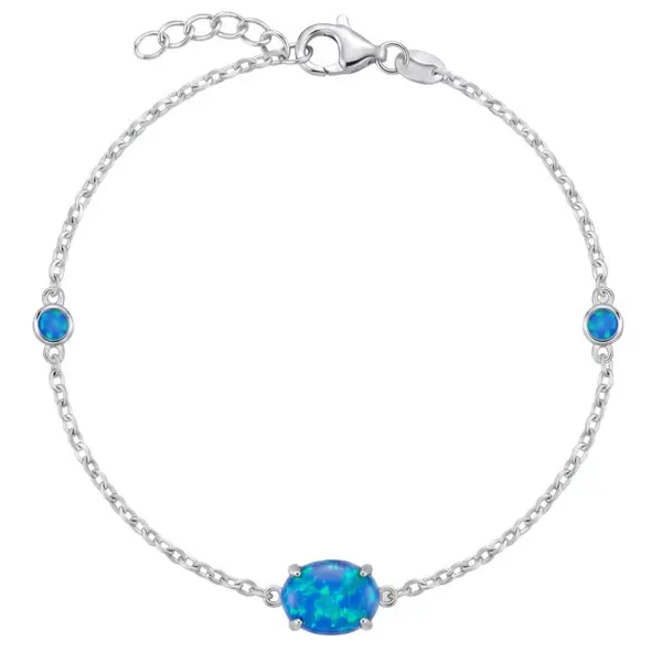 LATELITA Blue / Silver Oval Blue Opal Bracelet Silver
