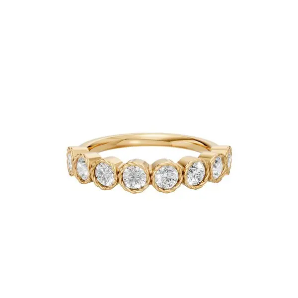 AYA FINE JEWELRY Bezel Set Round Lab Diamond Wedding Half Eternity Band In 14k Gold - Yellow