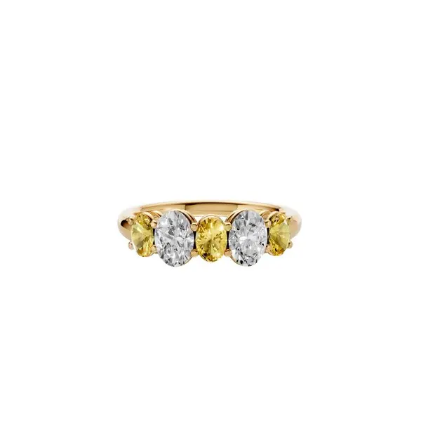 AYA FINE JEWELRY Five Stone Oval Lab Diamond Wedding Band In 1.55 Cwt - Yellow