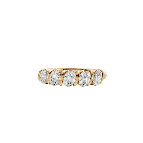 AYA FINE JEWELRY 0.85 Cwt Oval Lab-grown Diamond Five Stone Wedding Band In 14k Gold - Yellow