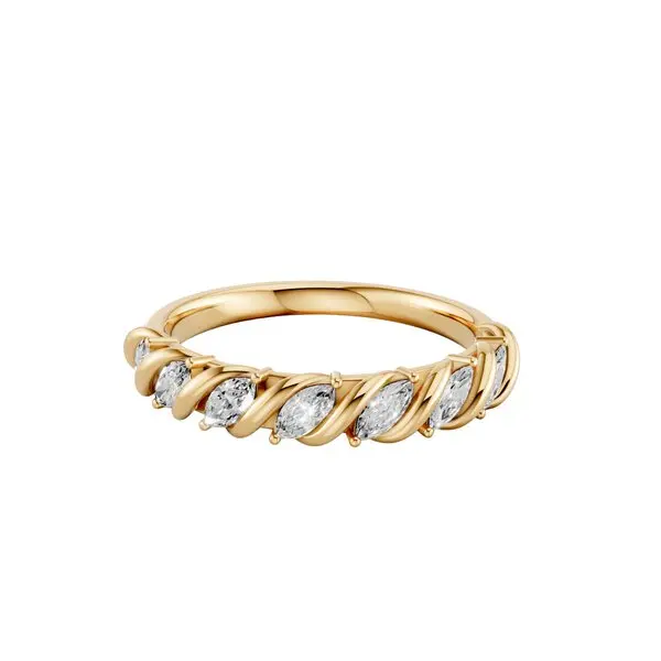 AYA FINE JEWELRY Marquise Lab-grown Diamond Twisted Rope Band Ring In 14k Gold - Yellow