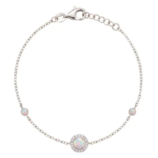 LATELITA White / Silver Round White Opal Bracelet Silver Cz - White/silver