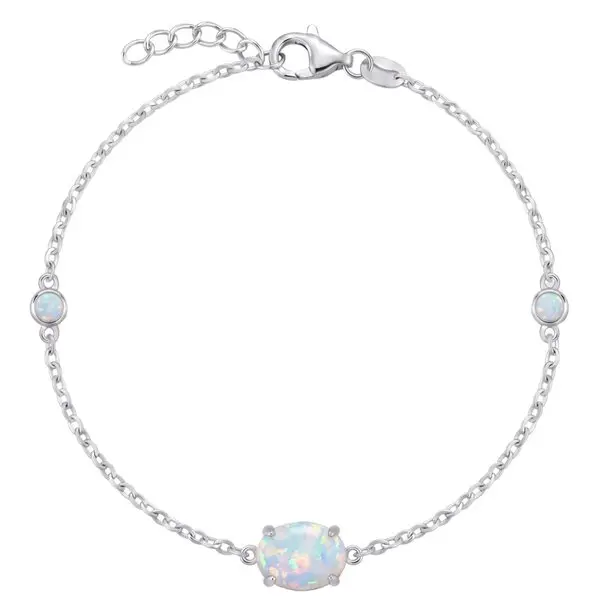 LATELITA White / Silver Oval White Opal Bracelet Silver - White/silver