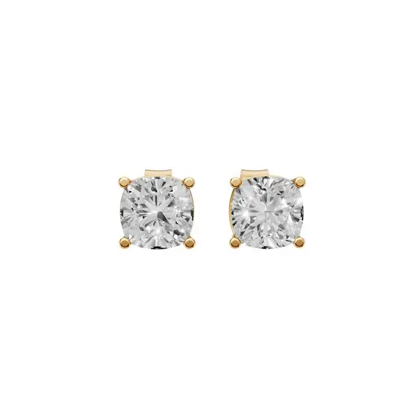 AYA FINE JEWELRY 14k Gold Cushion Cut Lab Diamond Solitaire Stud Earrings - Yellow