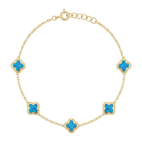 LATELITA Blue / Gold Clover Flowers Bracelet Blue Opal Gold - Blue/gold