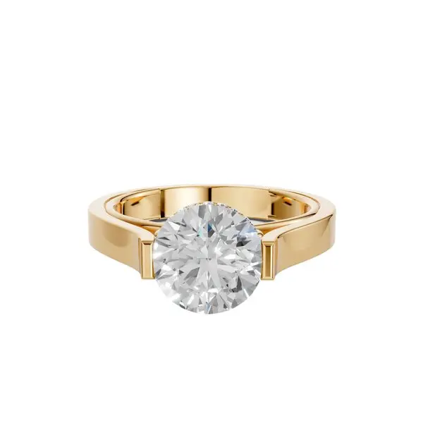 AYA FINE JEWELRY Round Lab Diamond Solitaire Engagement Ring With Hidden Halo In 14k Gold - Yellow