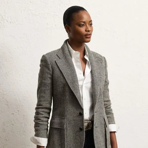 Ralph Lauren Preston Herringbone Tweed Jacket - Black/cream