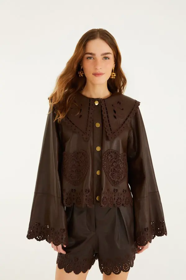 Farm Rio Hearts Richelieu Leather Jacket