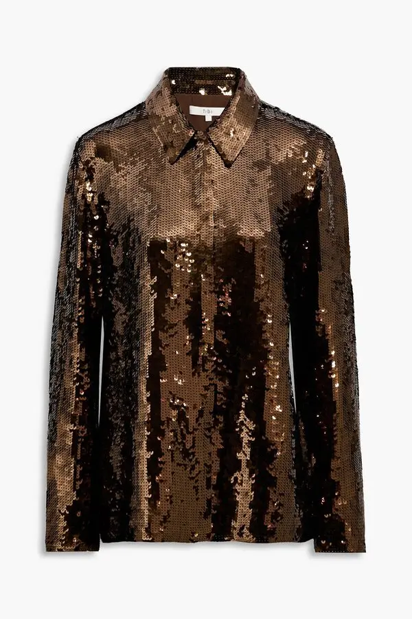 Tibi Sequined Silkchiffon Shirt