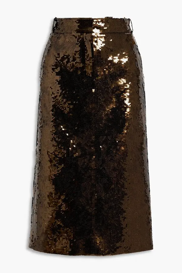 Tibi Sequined Crepe Midi Skirt