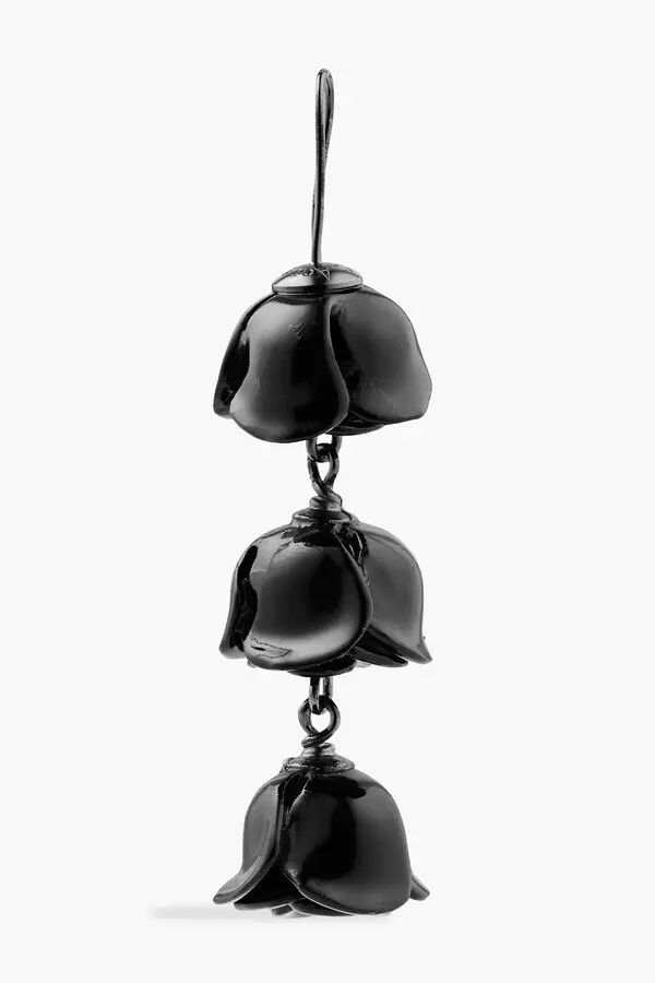 Acne Studios Connie Silvertone Enamel Single Earring - Black