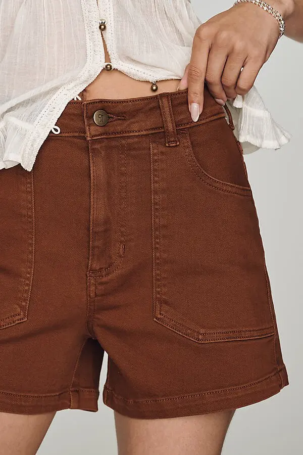 PILCRO Rylan Denim Shorts - Cappuccino