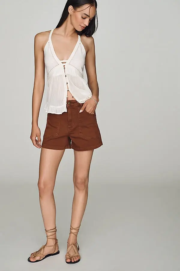 PILCRO Rylan Denim Shorts - Cappuccino