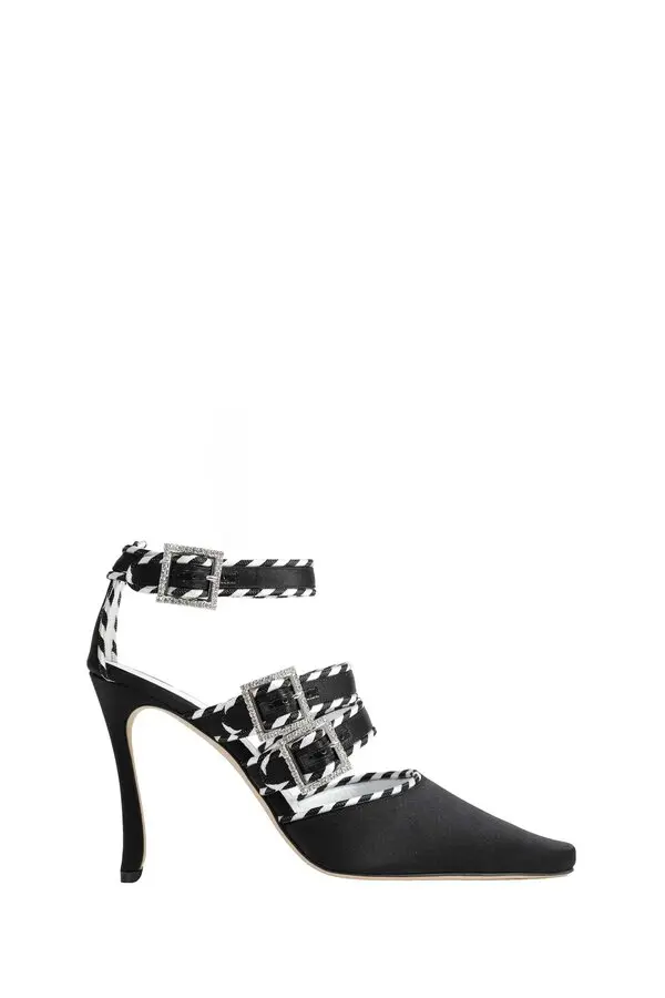 Manolo Blahnik Sumba 105 Satin Ankle Strap Pumps - Black
