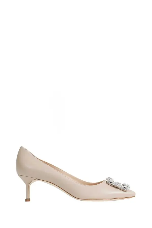 Manolo Blahnik Hangisi 50 Satin Jewel Buckle Pumps