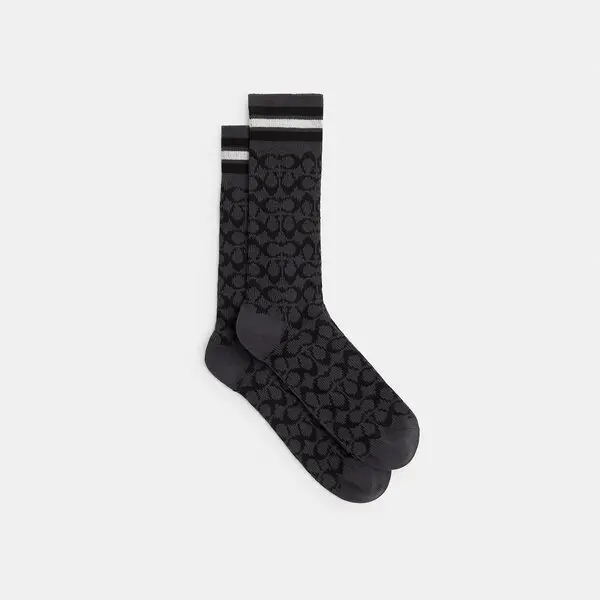 COACH OUTLET Signature Calf Socks - Charcoal