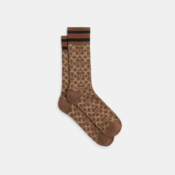 COACH OUTLET Signature Calf Socks - Tan