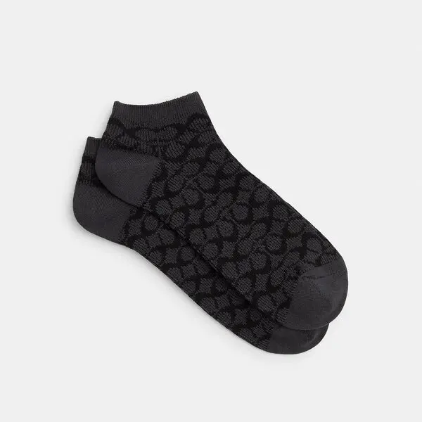 COACH OUTLET Signature Ankle Socks - Charcoal