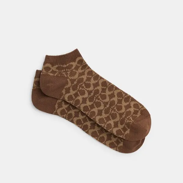 COACH OUTLET Signature Patterned Ankle Socks - Tan