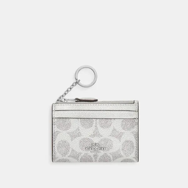 COACH OUTLET Mini Skinny Id Case In Signature Canvas - Silver/gray/silver
