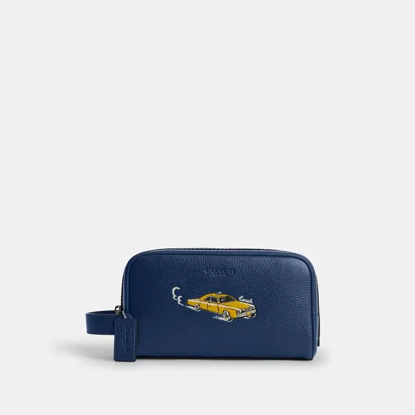 COACH OUTLET Small Travel Kit With Car Print - Silver/deep Blue Multi