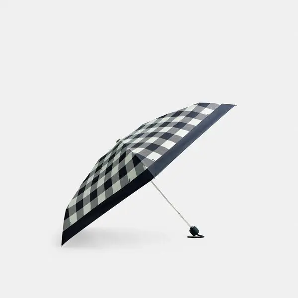 COACH OUTLET Uv Protection Mini Umbrella With Gingham Print - Silver/black Multi