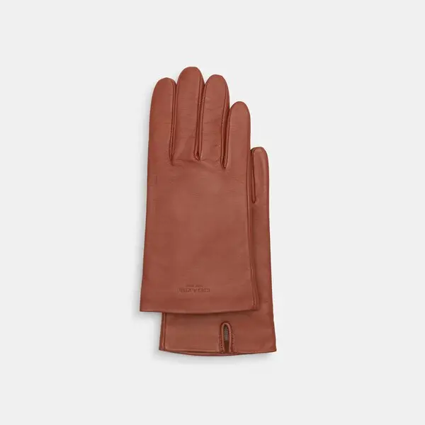 COACH OUTLET Leather Tech Gloves - Saddle