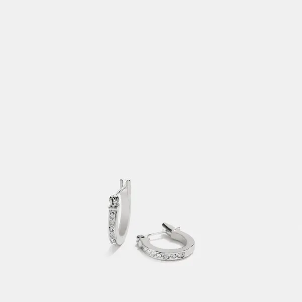 COACH OUTLET Pave Signature Huggie Earrings - Silver/black