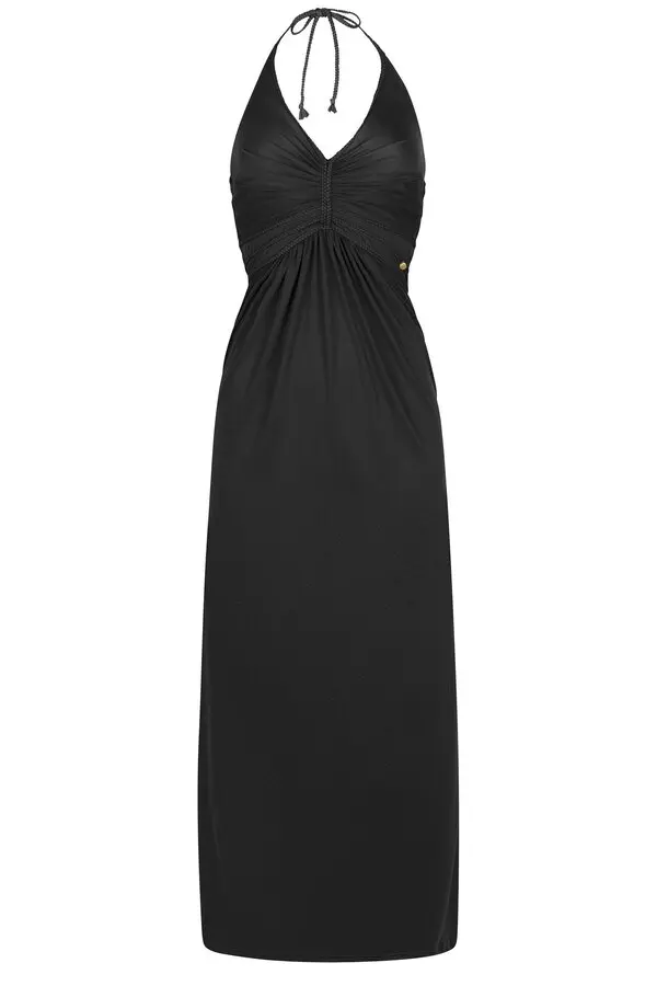 CHIC BY LIRETTE Halter Dress Natural - Black