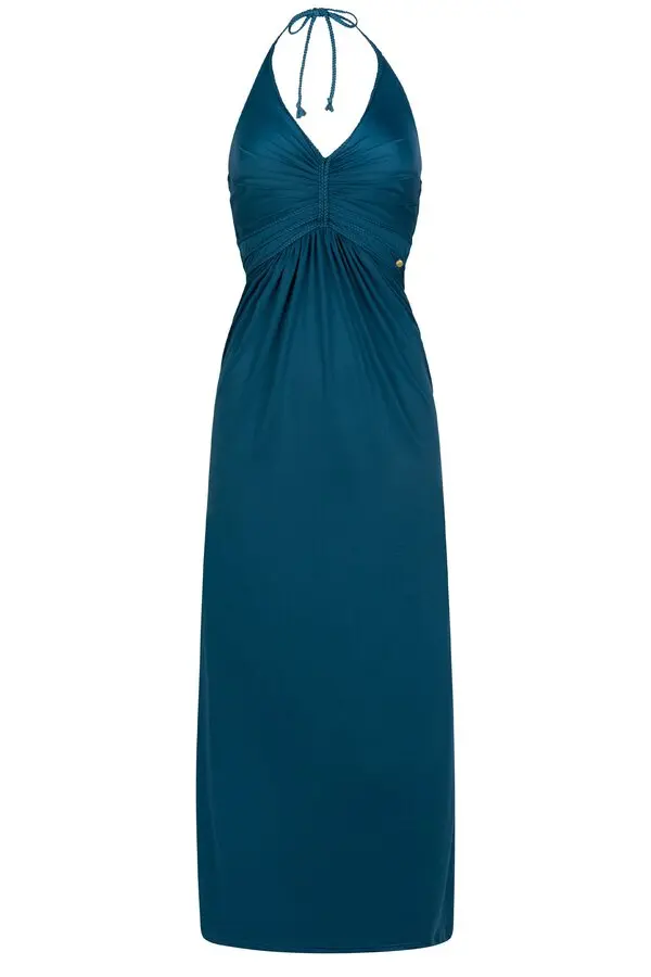 CHIC BY LIRETTE Halter Dress Natural Teal - Blue