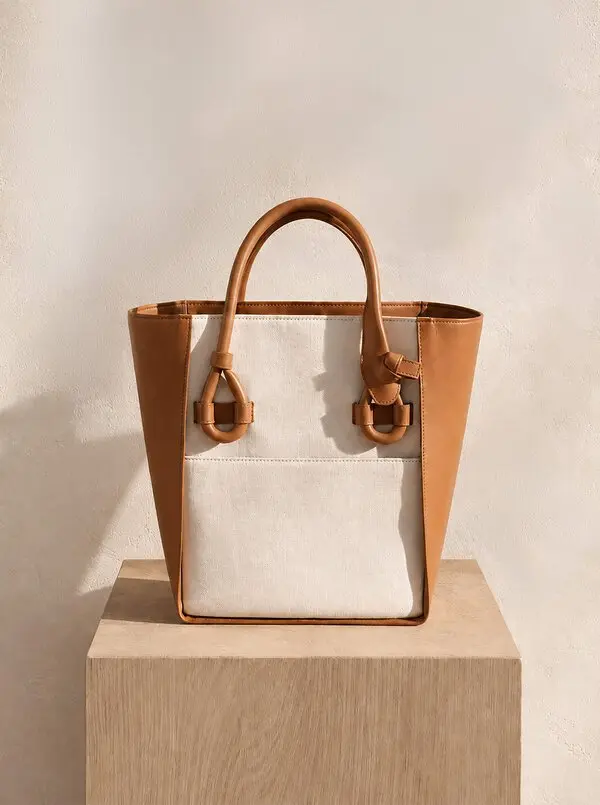 CALLAS MILANO Pia Leather And Canvas Tote Bag - Brandy