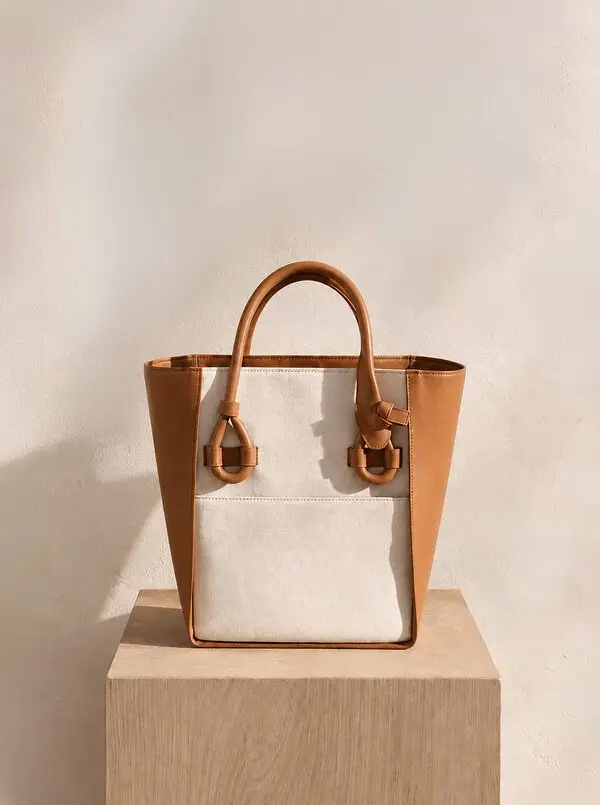 CALLAS MILANO Pia Leather And Canvas Tote Bag - Brandy